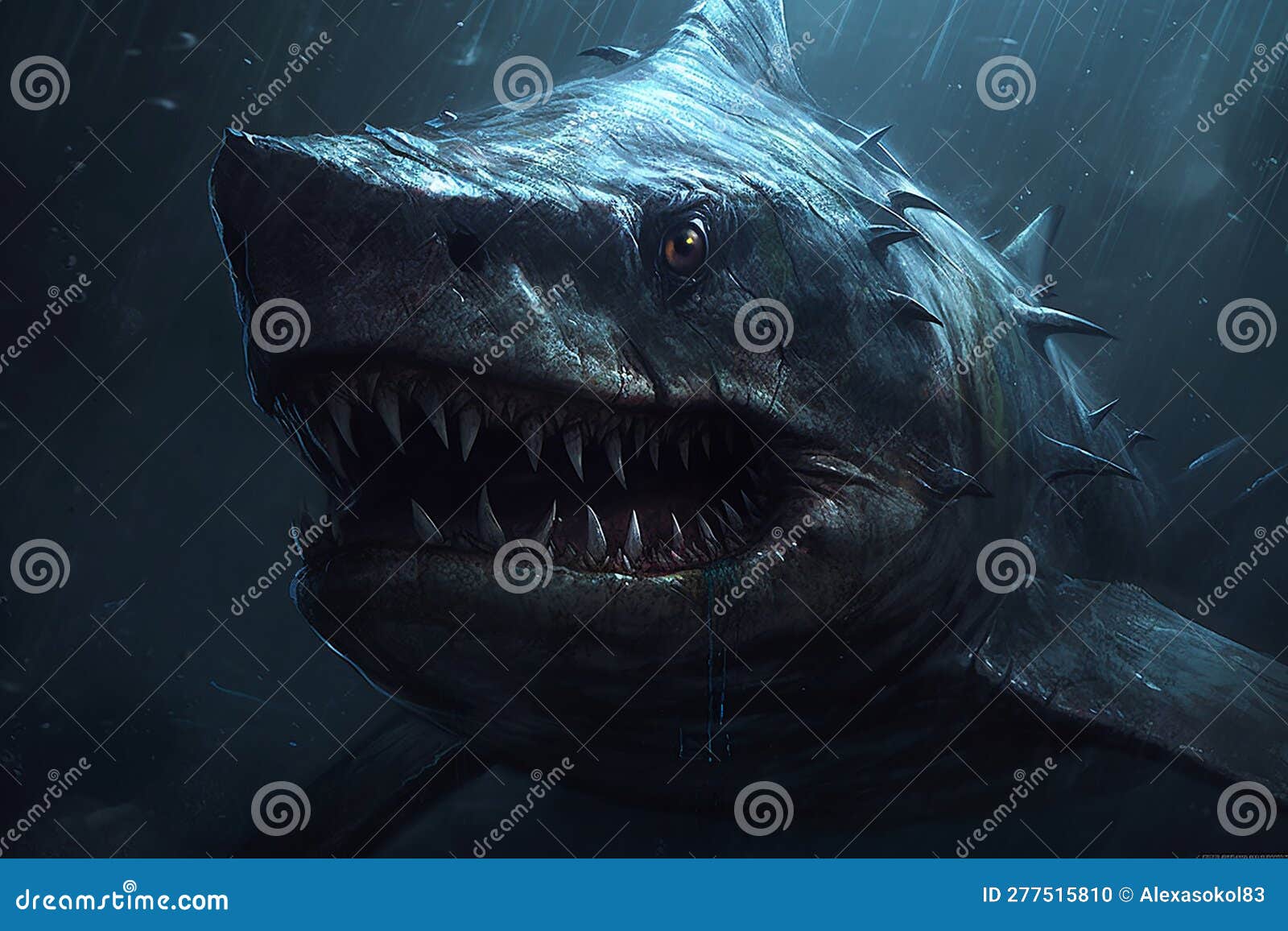 Dark Armoured Shark , Fantasy Illustration Stock Illustration ...