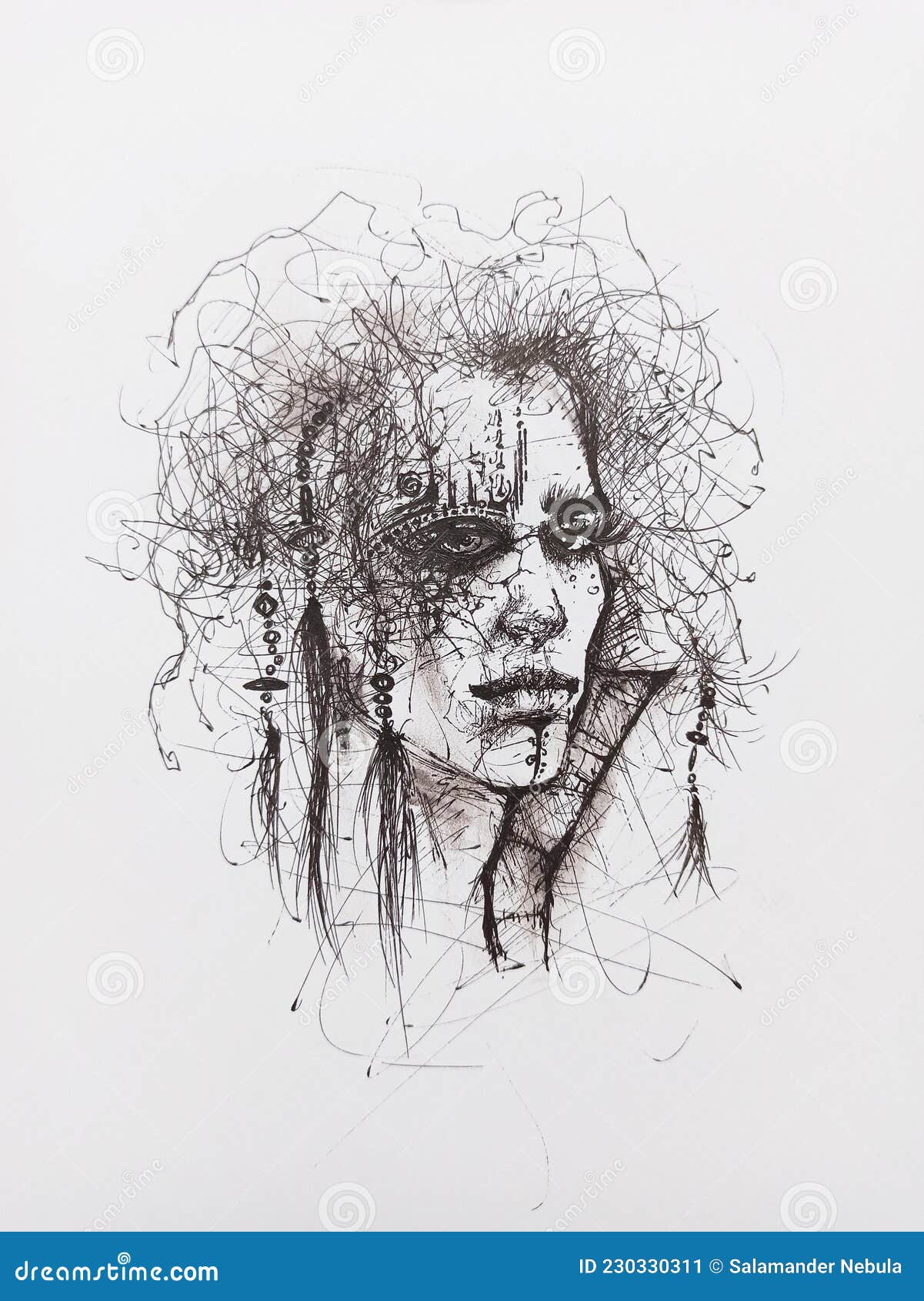 Gothic Freak Girl With Black Lips And Piercing Portrait Stock Photo ...