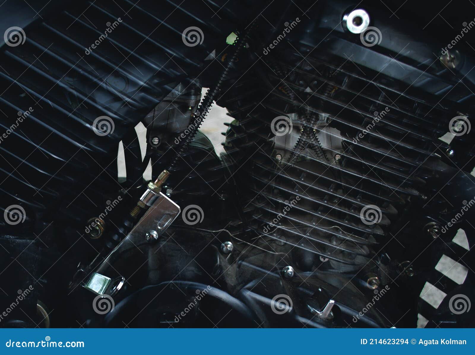 Dark Automotive Collage Make of Motorbike Engine Parts Stock Photo ...