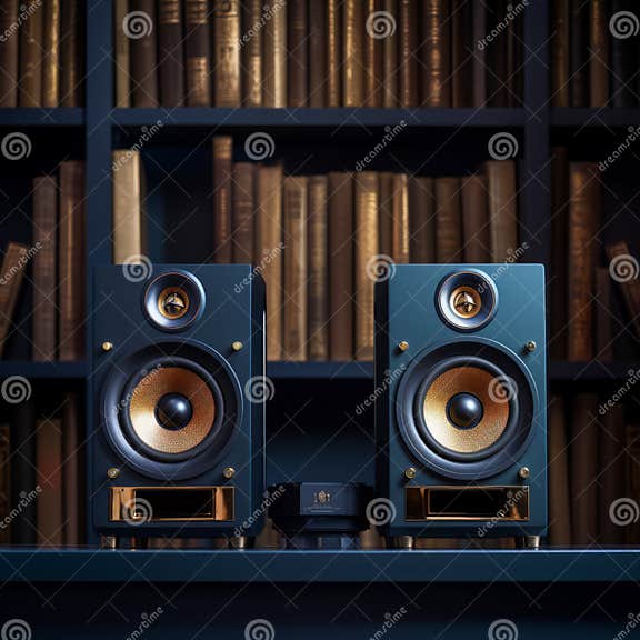 Dark Azure and Gold Bookshelf Speakers for an Elaborate Audio ... Dark Azure and Gold Bookshelf Speakers for an Elaborate Audio ...