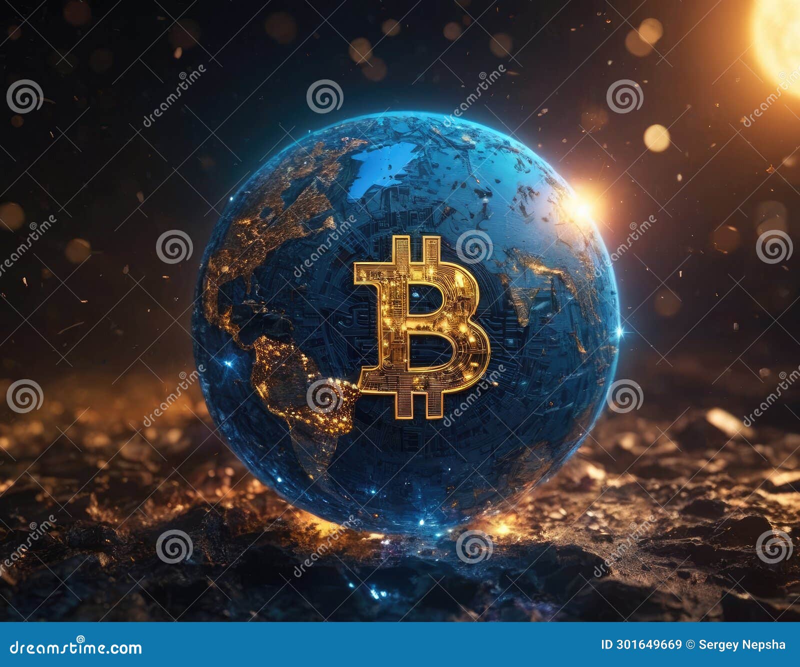 Planet With Glowing Connection Lines Symbolizes Global Network Royalty ...