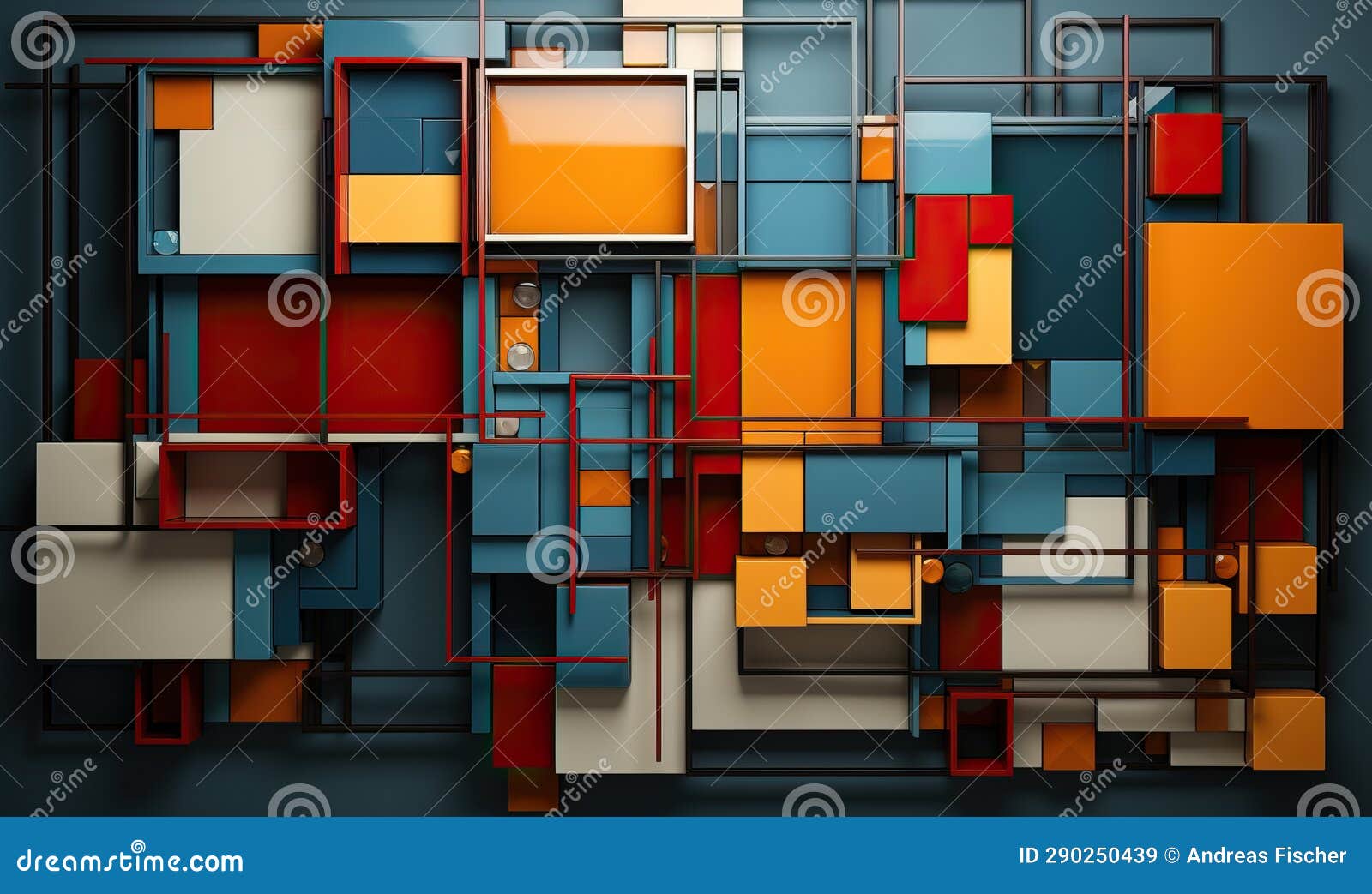 Dark Background with Colored 3D Rectangles of Different Sizes. Stock ...