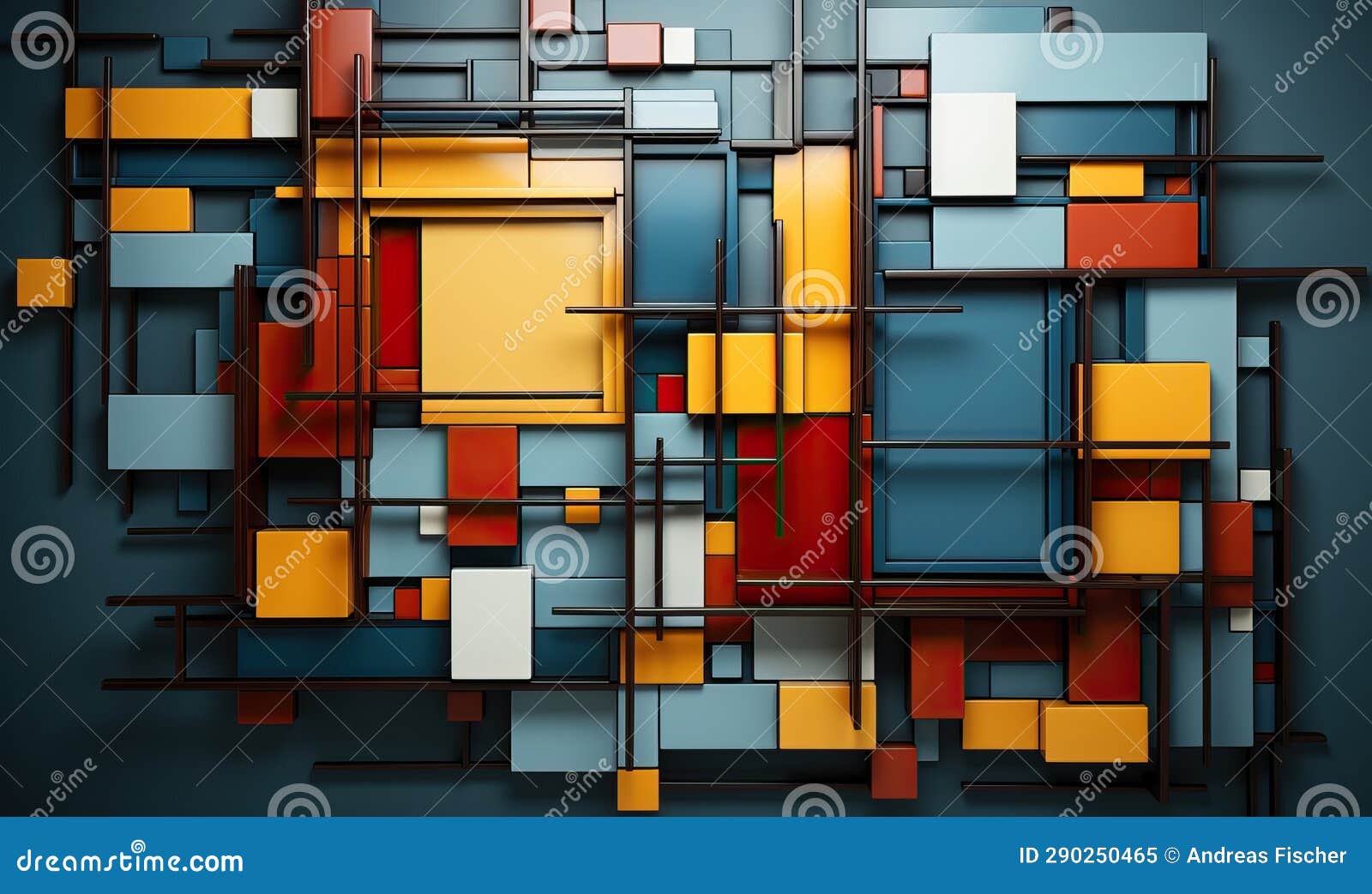 Dark Background with Colored 3D Rectangles of Different Sizes. Stock ...
