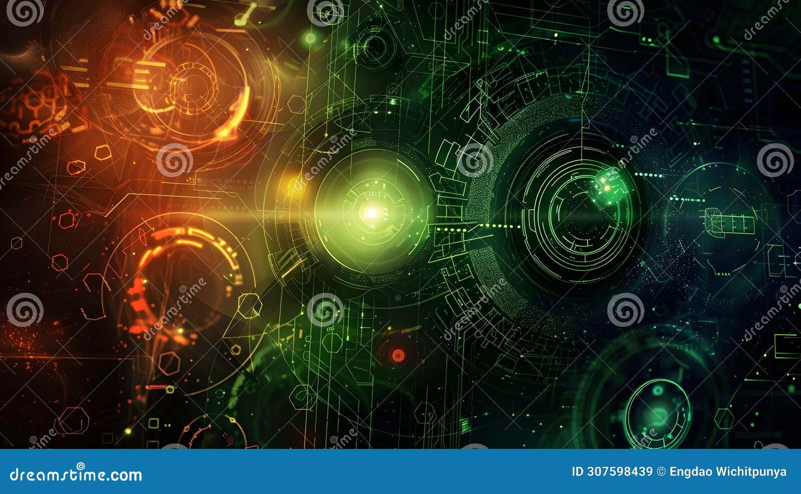 Dark Background with Colorful Circuits, in the Style of Sci-fi ...