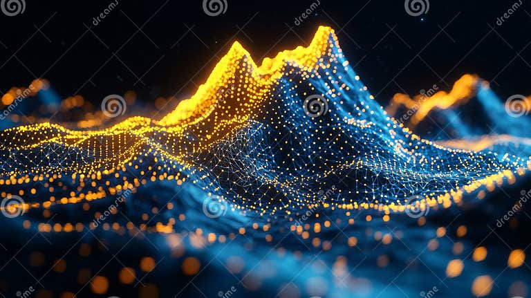 On a Dark Background, a 3D Rendering of Big Data Visualization is ...