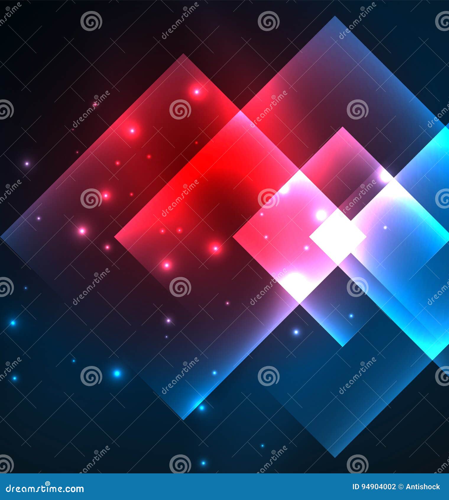 Dark Background Design with Squares and Shiny Glowing Effects Stock ...