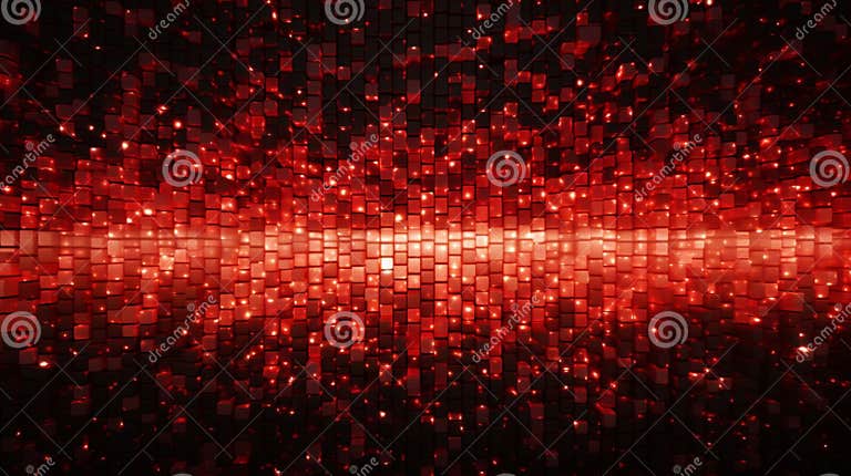 Red Glowing Pixels on a Black Background - AI Generative Stock ...