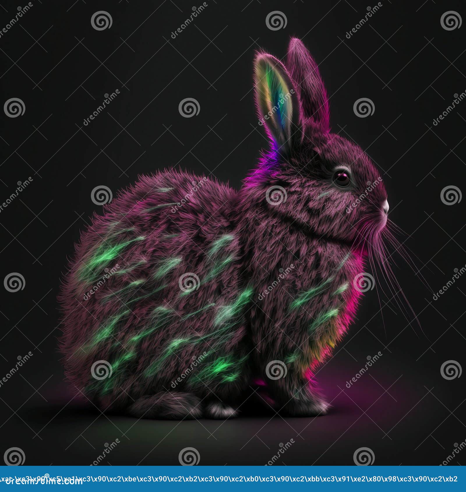 Dark Background with Fluffy Rabbit Stock Illustration - Illustration of ...