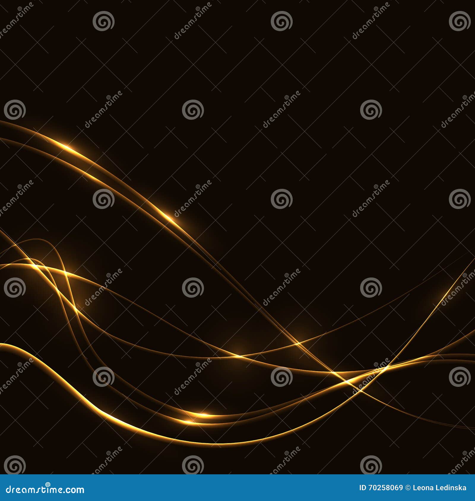 Dark Background with Gold Laser Shine Neon Waves Stock Vector ...