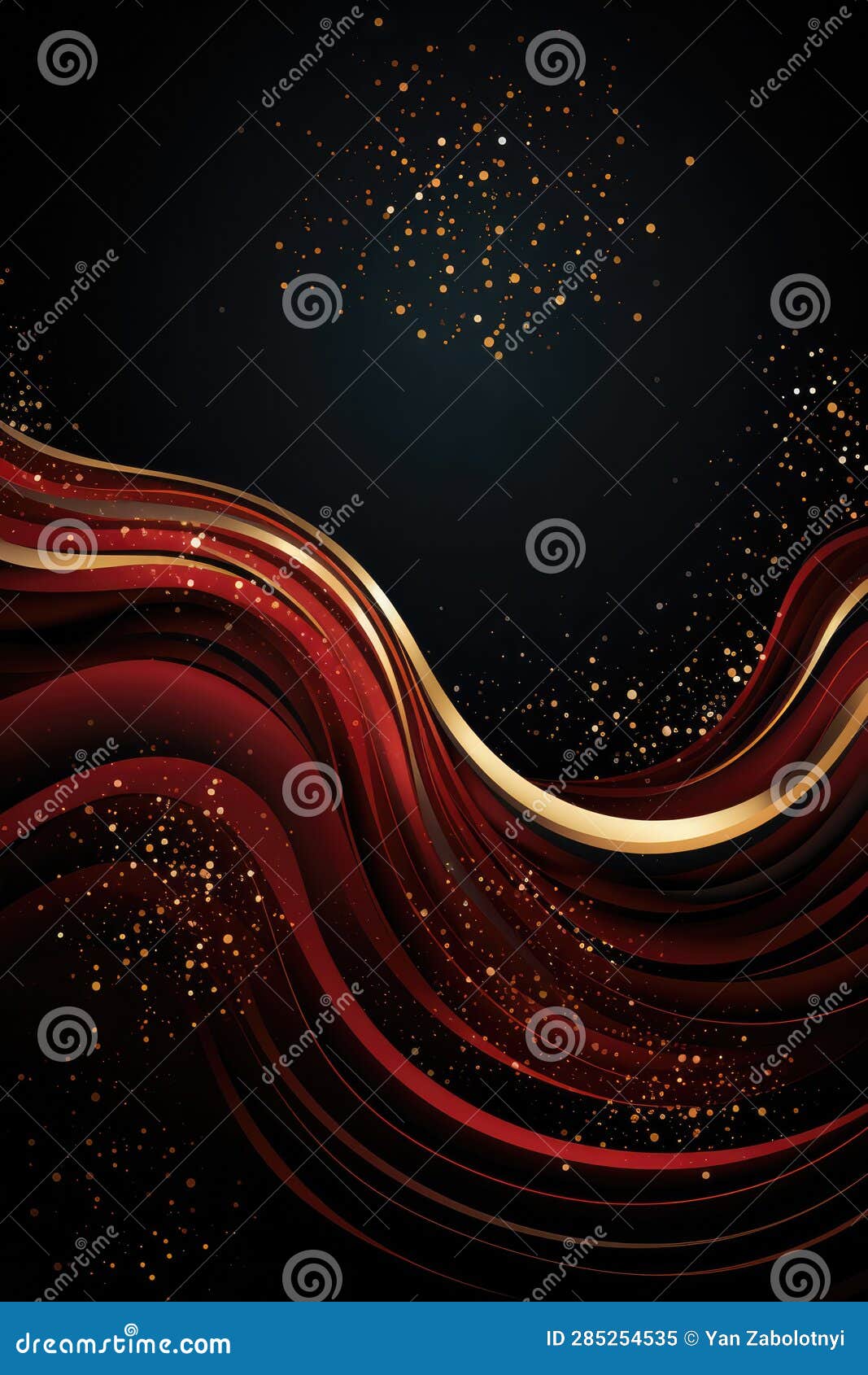 A Dark Background with Gold and Red Waves Stock Illustration ...