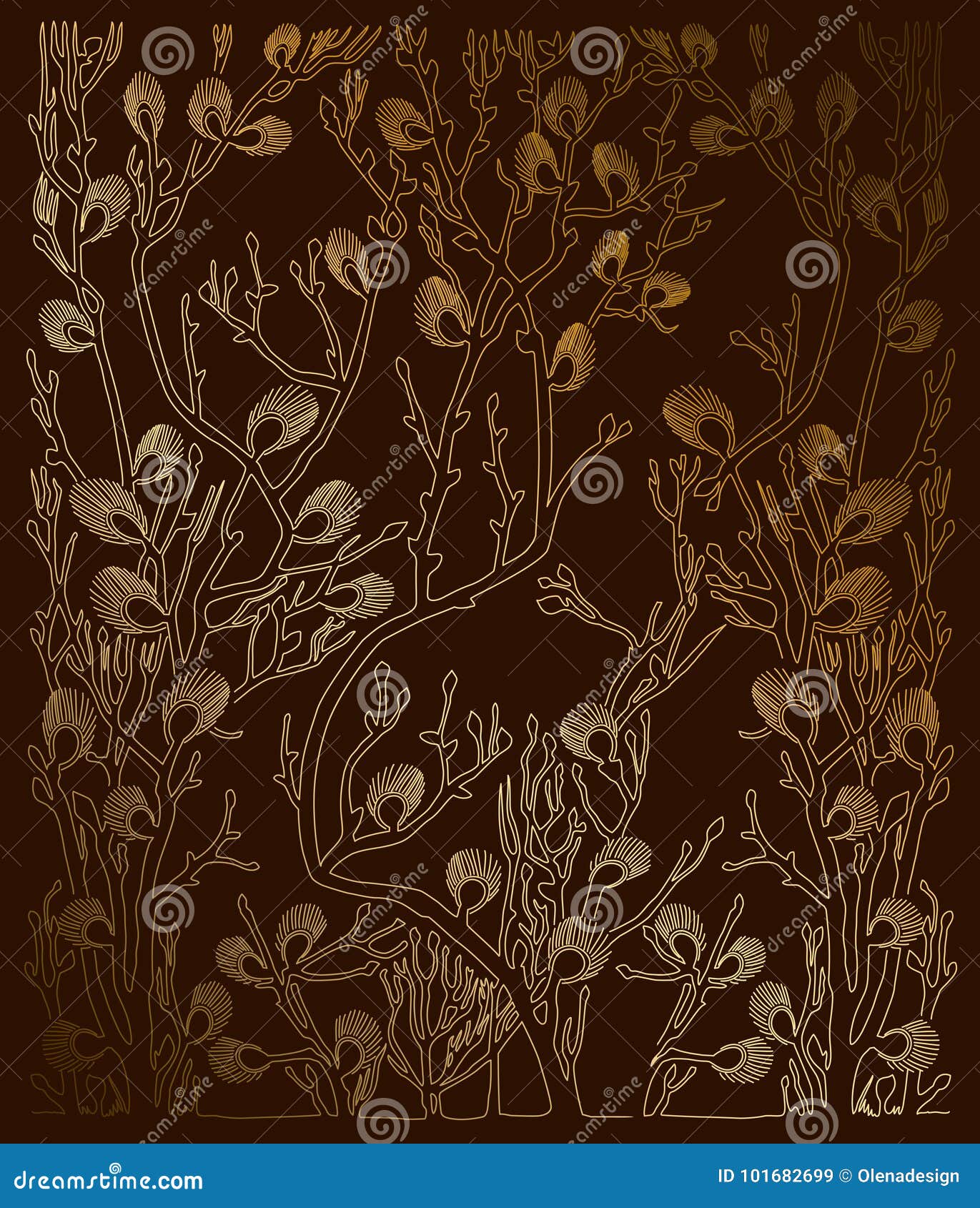 Dark Background with Golden Spring Branches - Vector Stock Vector ...