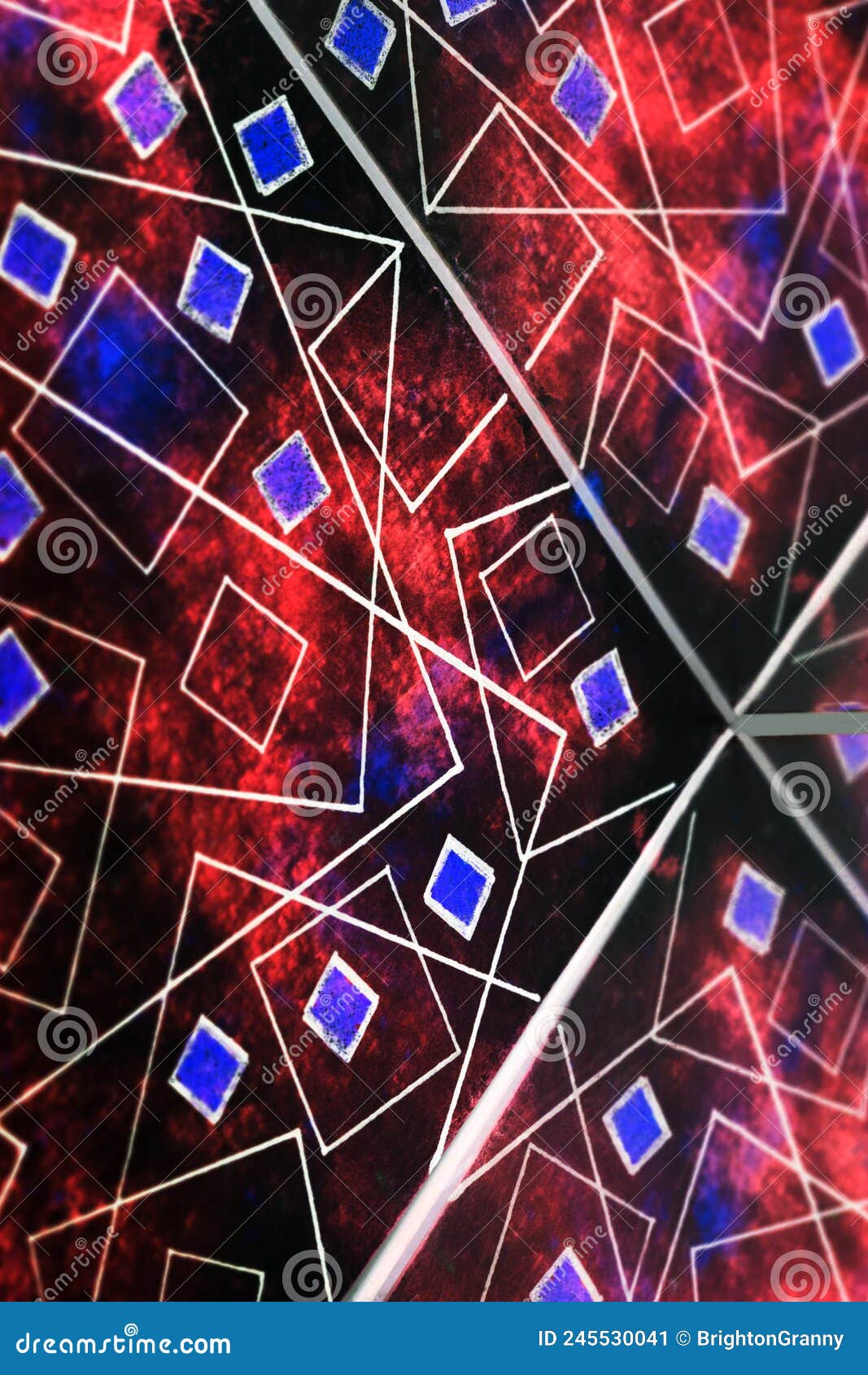 Reflection of Hand Drawn Pattern between Mirrors. Stock Image - Image ...