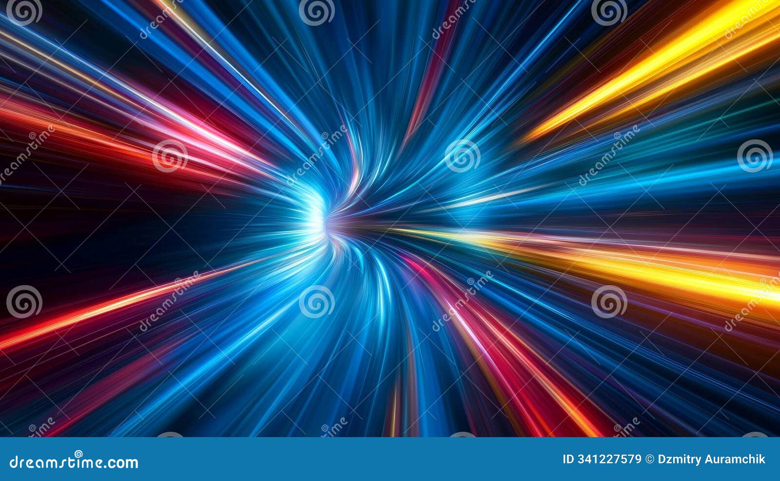 A Dark Background of Light with Rays of Colour Moving from the Center ...