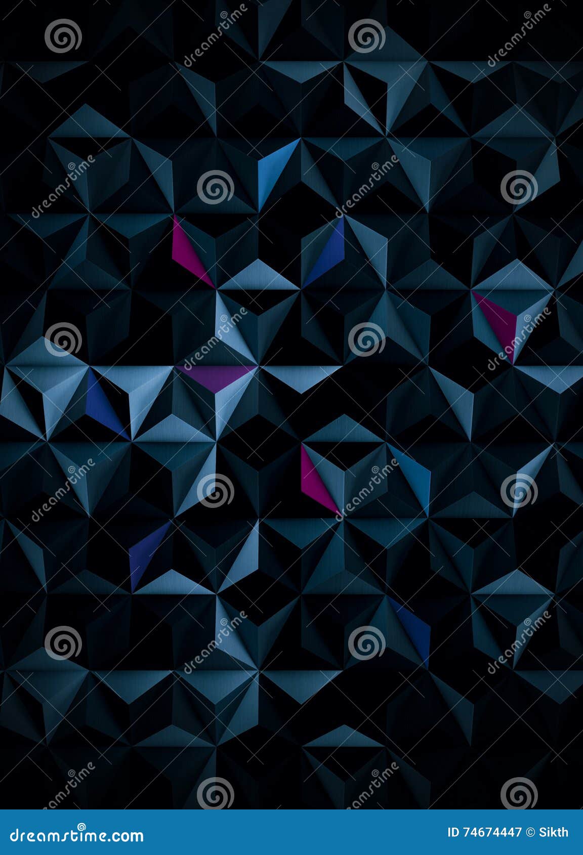 Dark Background with Multicolored Design Elements - 3D Illustration ...