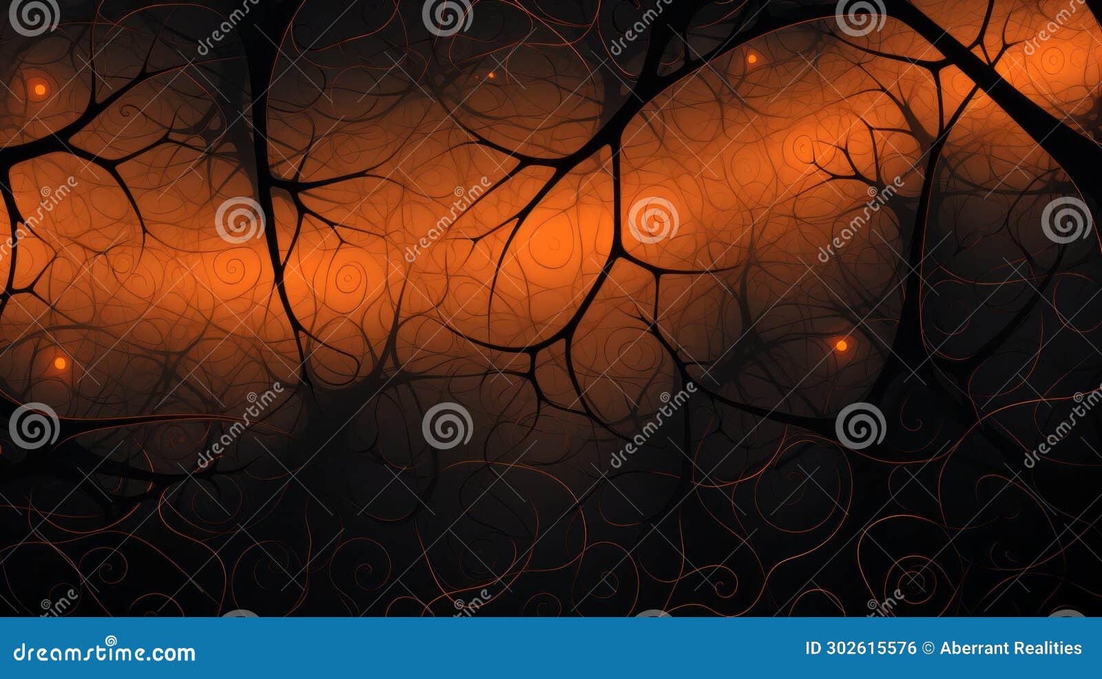 A Dark Background with Orange and Black Trees Stock Illustration ...