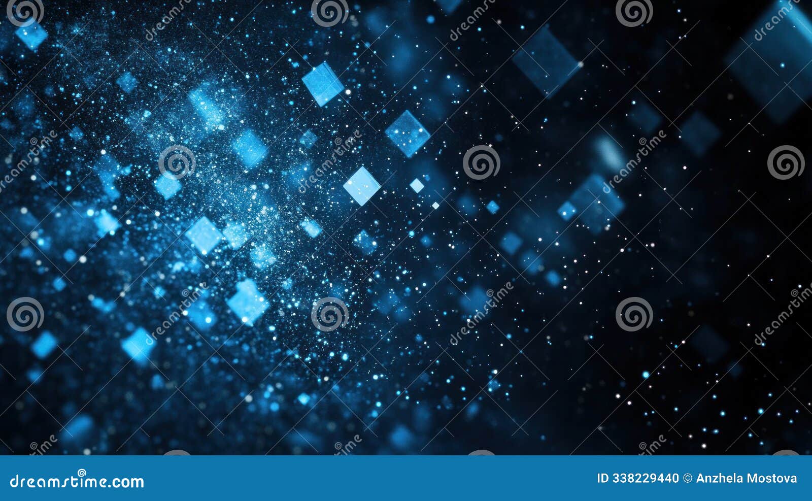 Dark Background with Scattered Blue Squares for Design Stock Photo ...