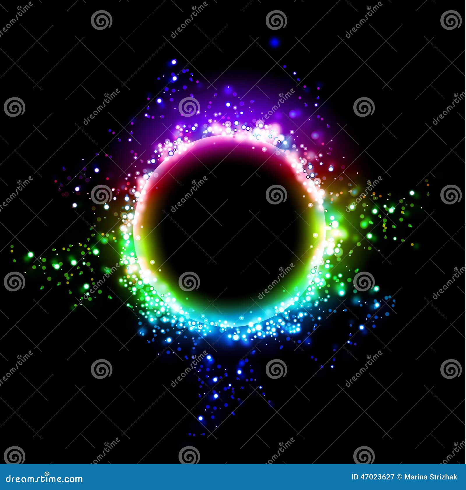 Shiny Round Template With Gold Border Vector Illustration ...