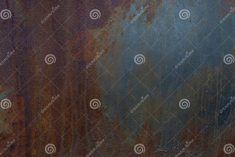 Dark Background , Texture. Copper Wall with Blue Oxidation and Rust ...