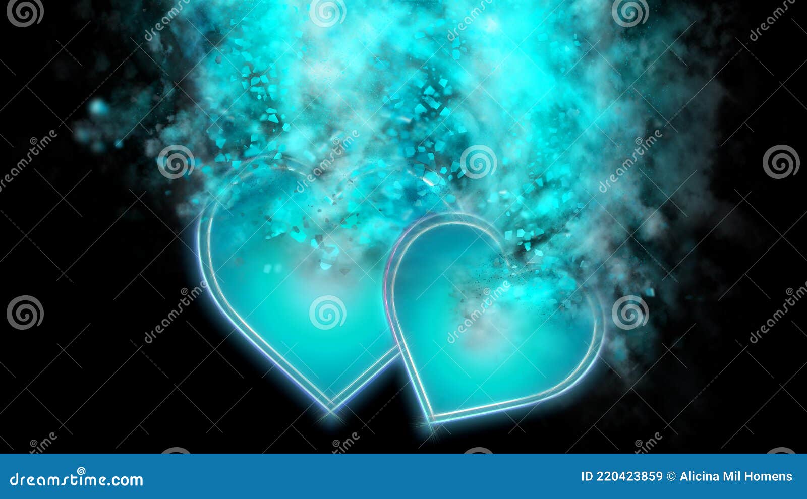 Dark Background with Two Exploding Blue Hearts Stock Illustration ...