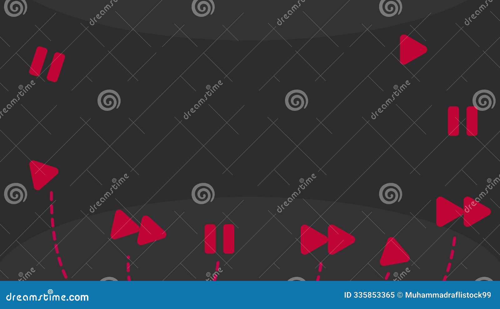 Dark Background for Videos with Floating Play and Pause Buttons. Vector ...