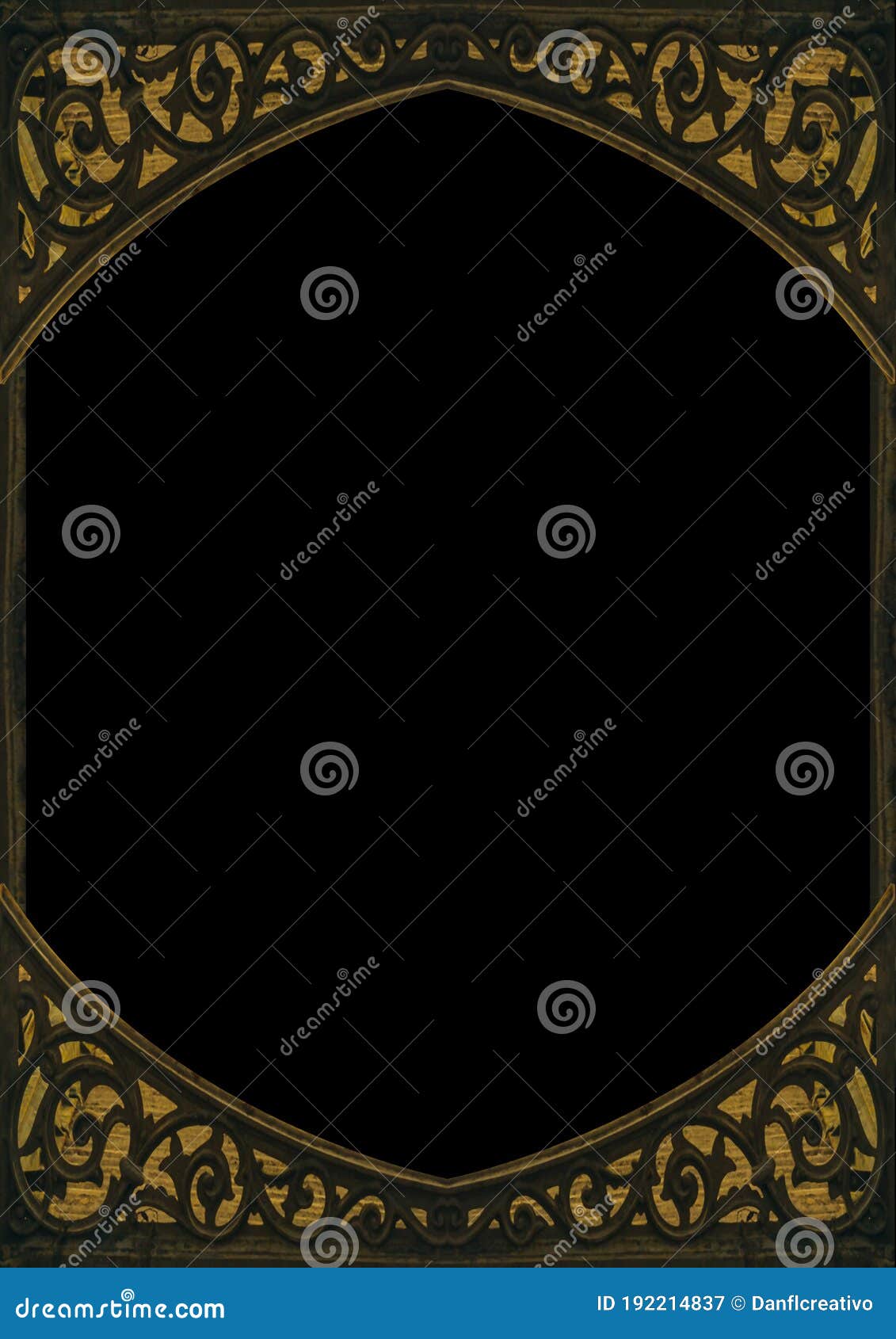 Dark Background with Vintage Iron Ornate Borders Stock Illustration ...