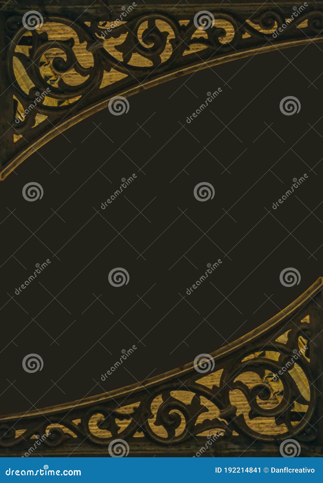 Dark Background with Vintage Iron Ornate Borders Stock Illustration ...