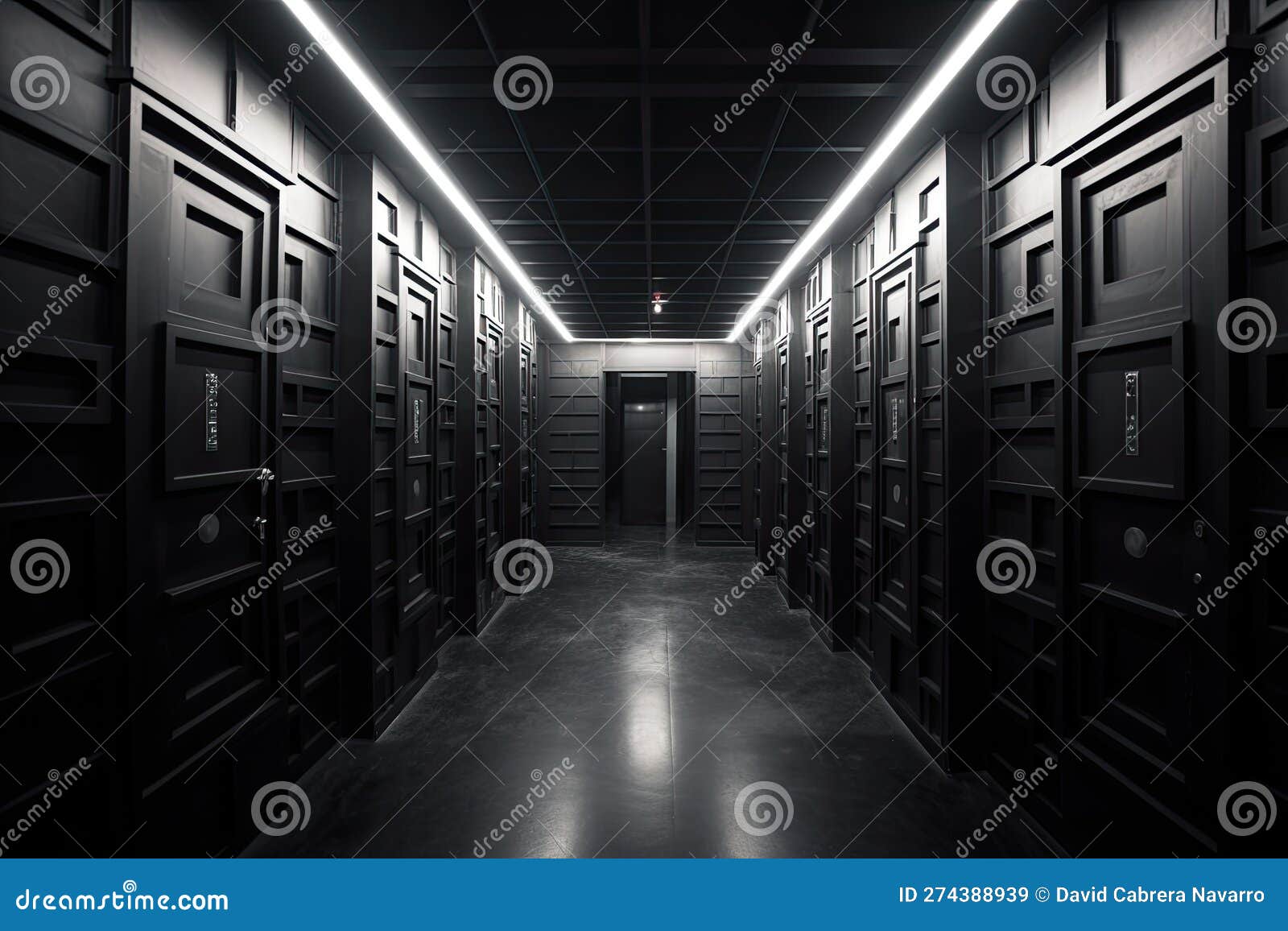 Dark Backroom, Many Ways Empty and Labyrinth. AI Generative Stock ...