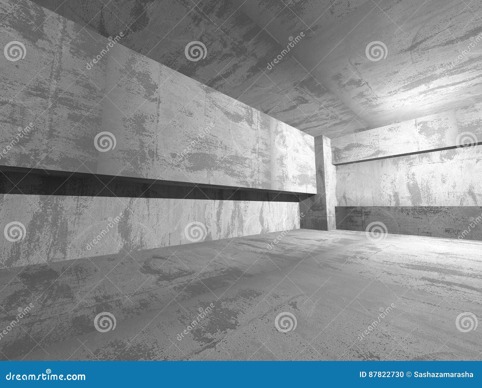 Dark Basement Empty Room Interior. Concrete Walls Stock Illustration ...