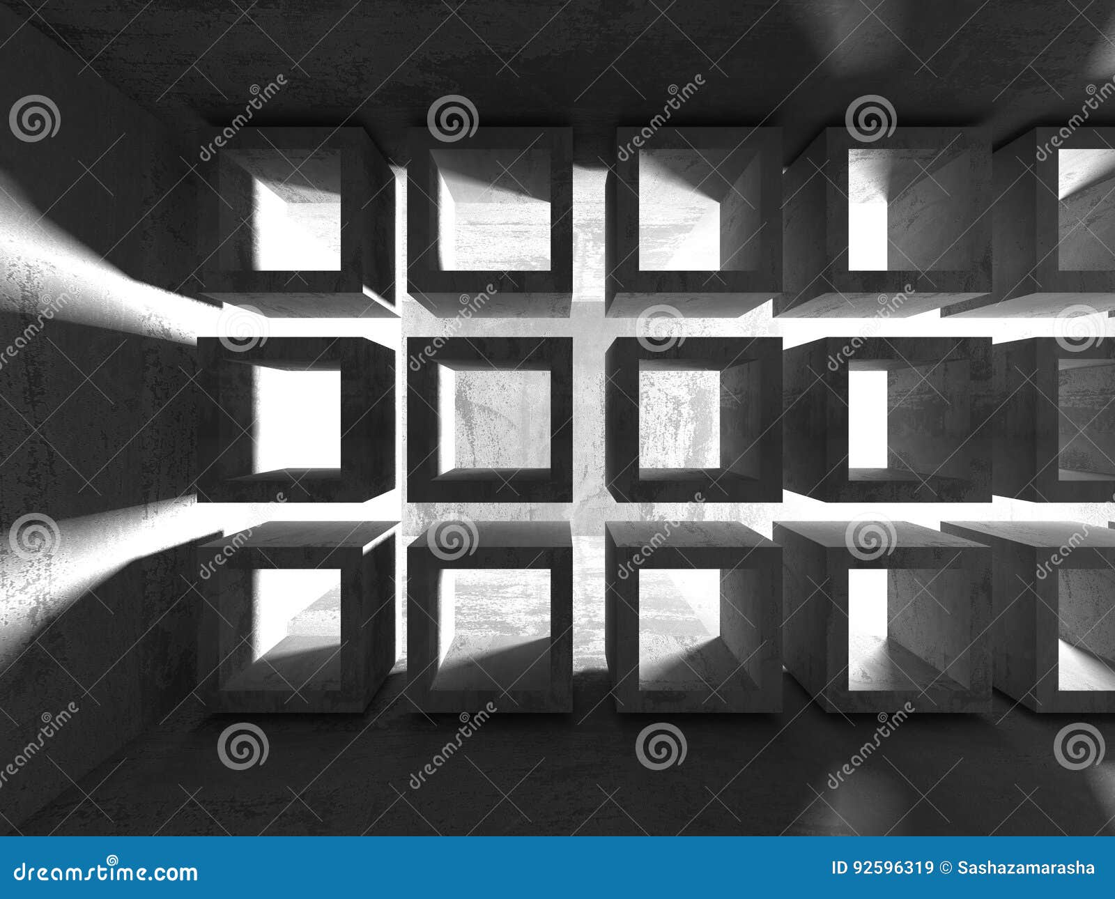 Dark Basement Empty Room Interior. Concrete Walls Stock Illustration ...
