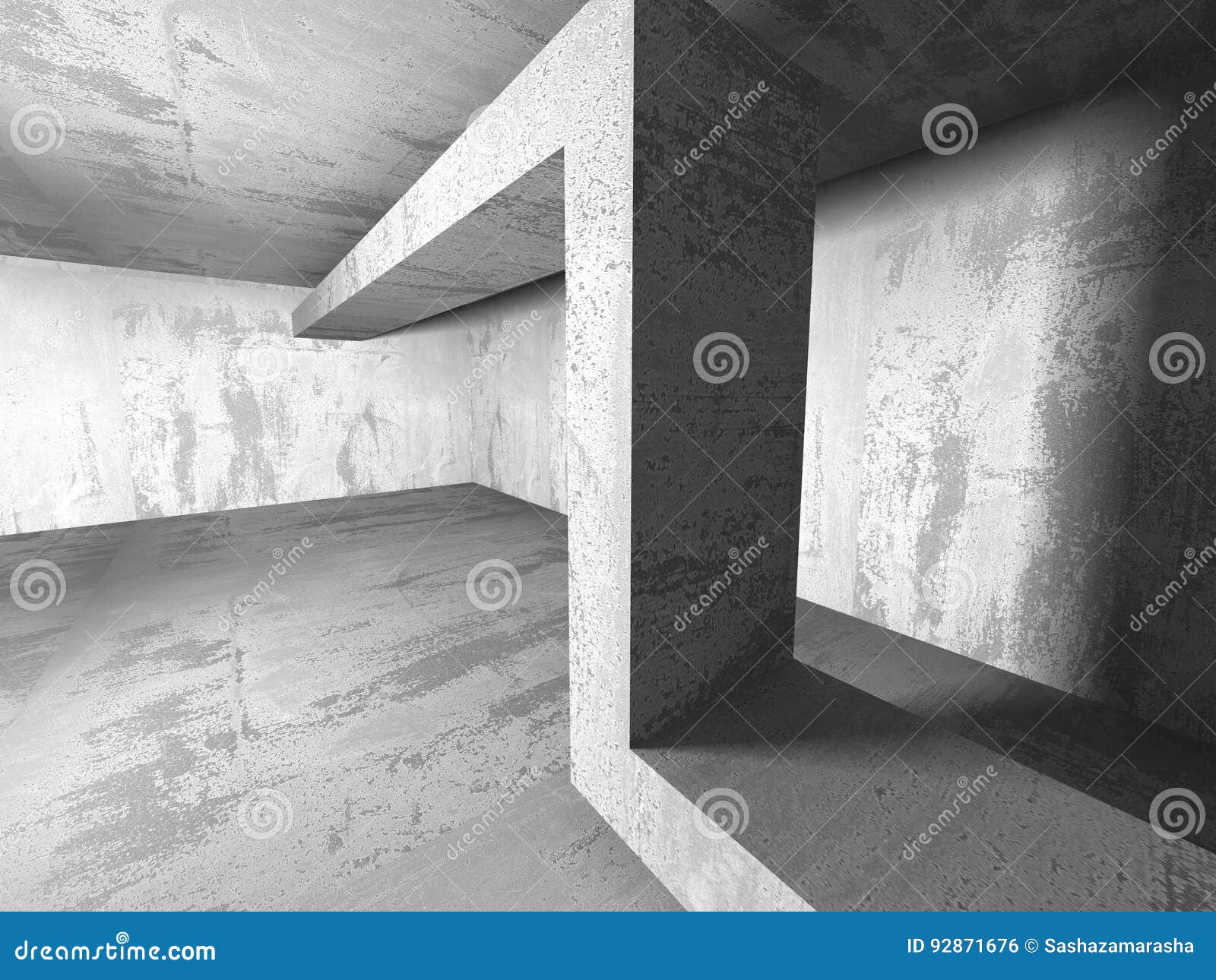 Dark Basement Empty Room Interior. Concrete Walls Stock Illustration ...