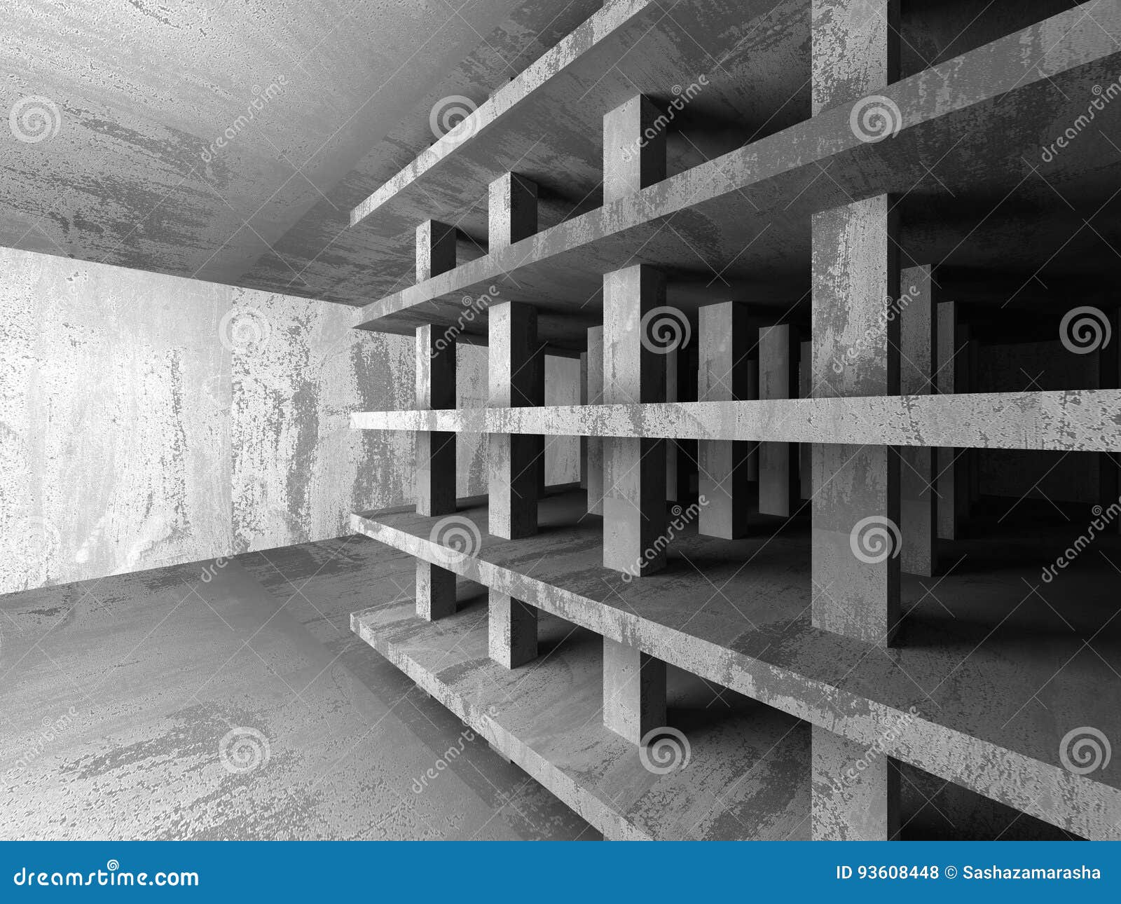 Dark Basement Empty Room Interior. Concrete Walls Stock Illustration ...