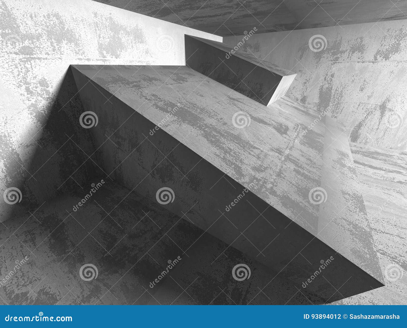 Dark Basement Empty Room Interior. Concrete Walls Stock Illustration ...