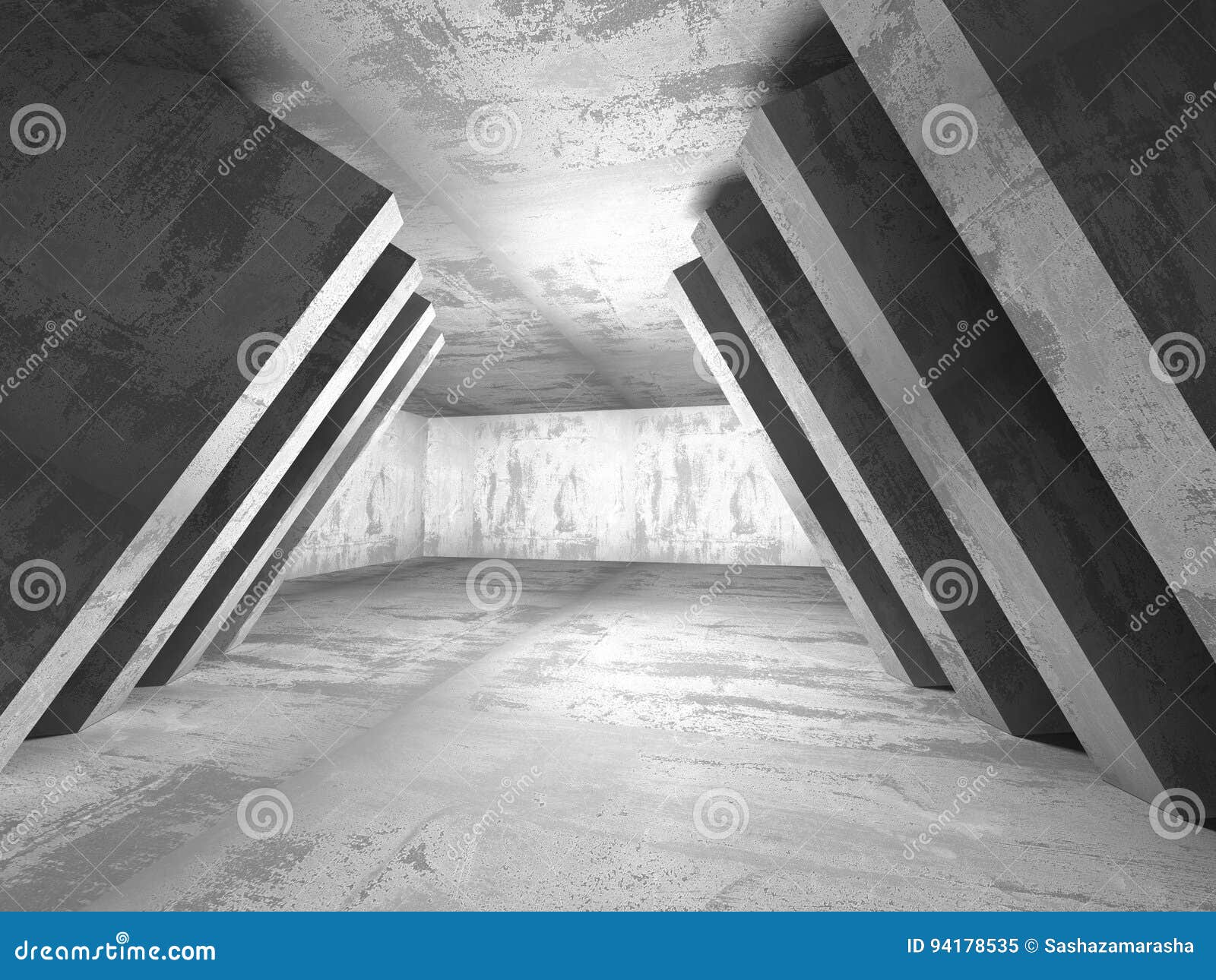 Dark Basement Empty Room Interior. Concrete Walls Stock Illustration ...