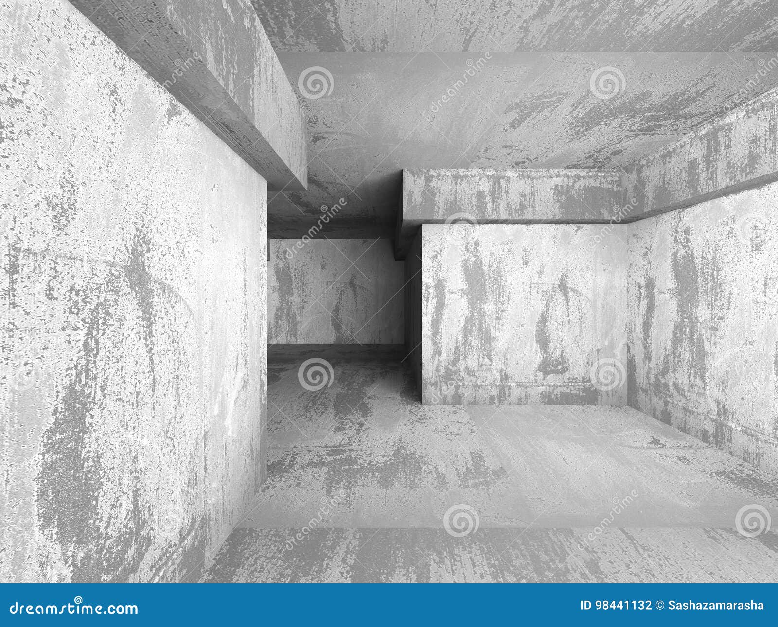 Dark Basement Empty Room Interior. Concrete Walls Stock Illustration ...