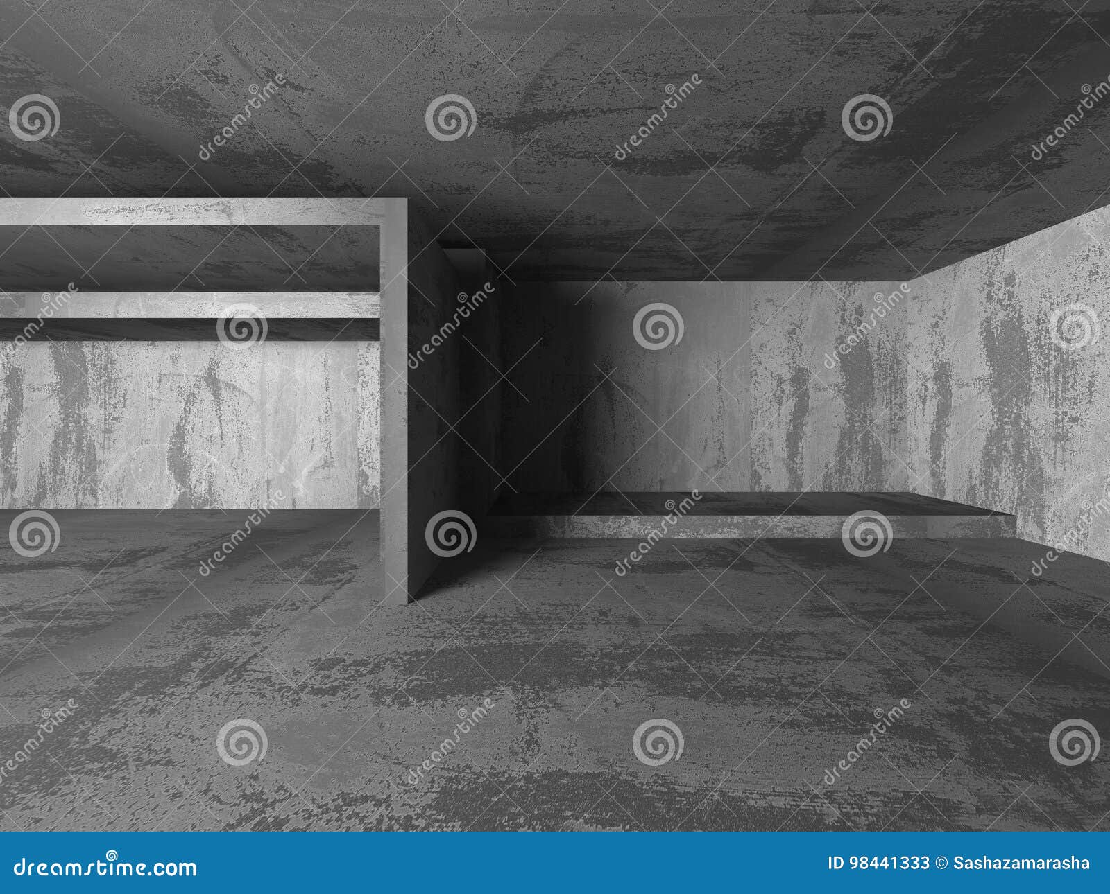 Dark Basement Empty Room Interior. Concrete Walls Stock Illustration ...