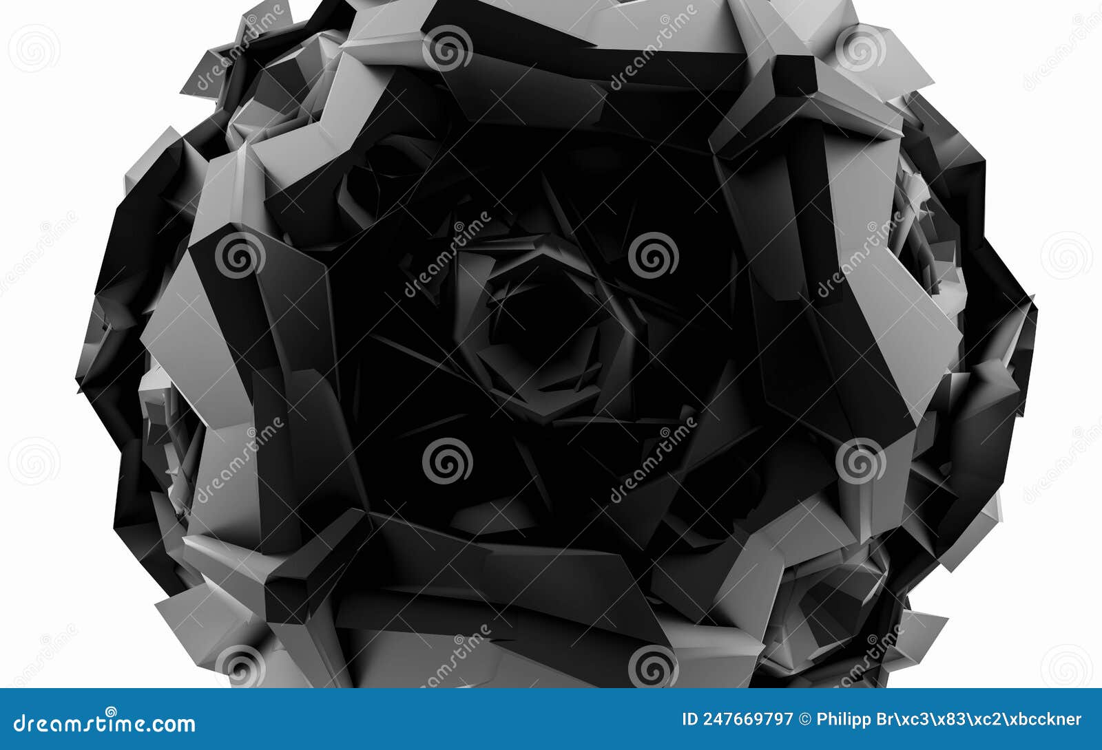 Dark Black Abstract Alien Randomized Symmetric Shape Geometric Object ...