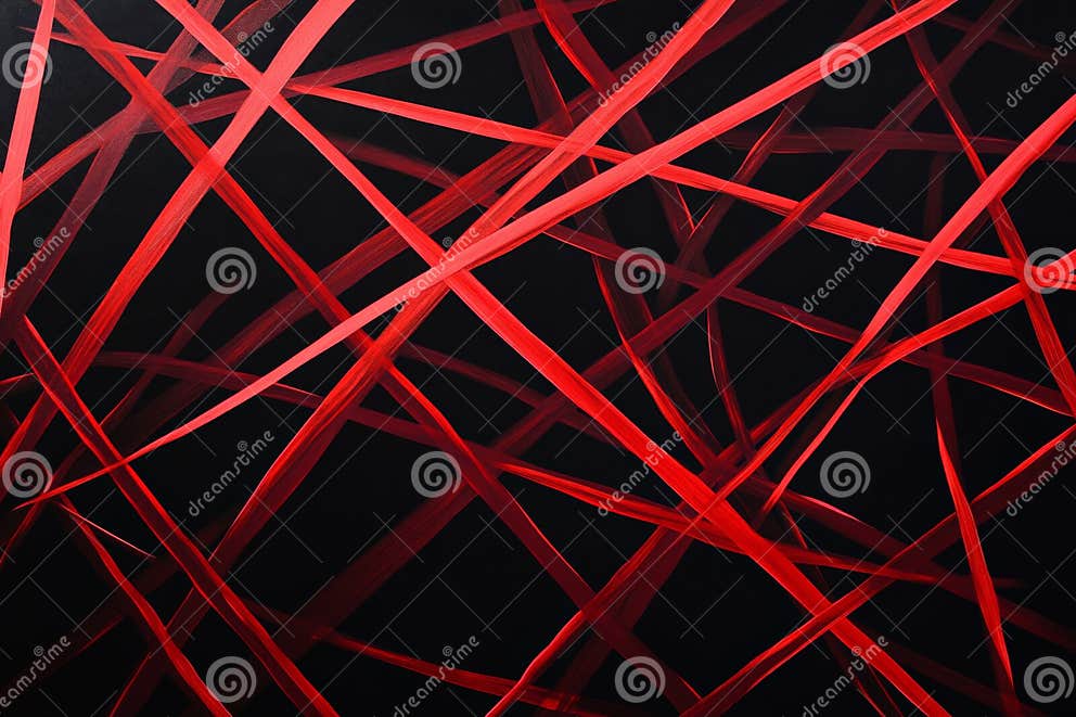 A Dark Black Background with Thin, Bright Red Stripes Forming an ...