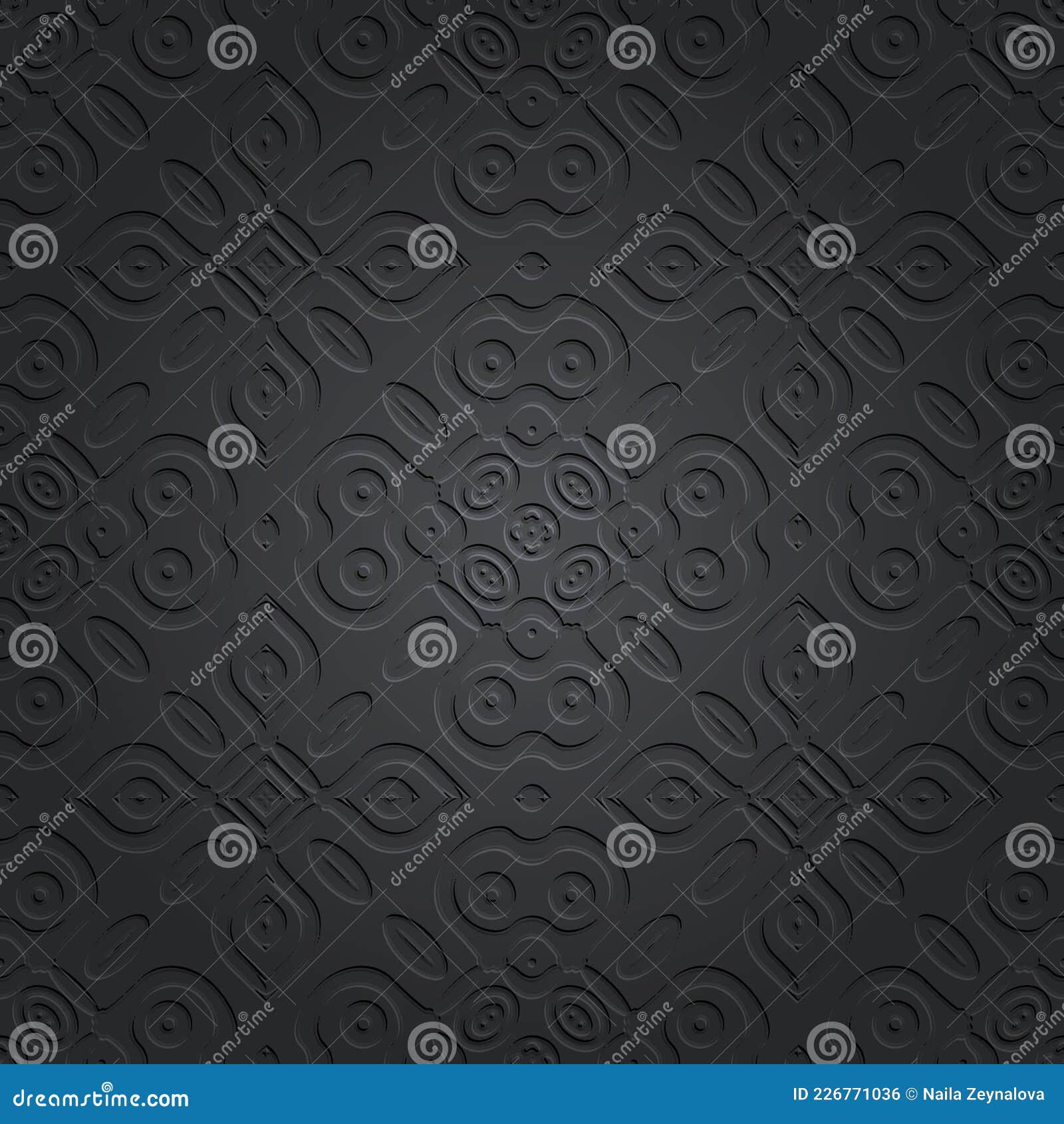Dark Black Embossed 3d Vector Seamless Pattern. Floral Emboss ...