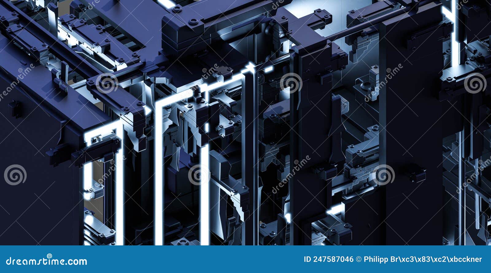 Dark Black Laser Light Cube Geometric Shape Surface 3d Render ...