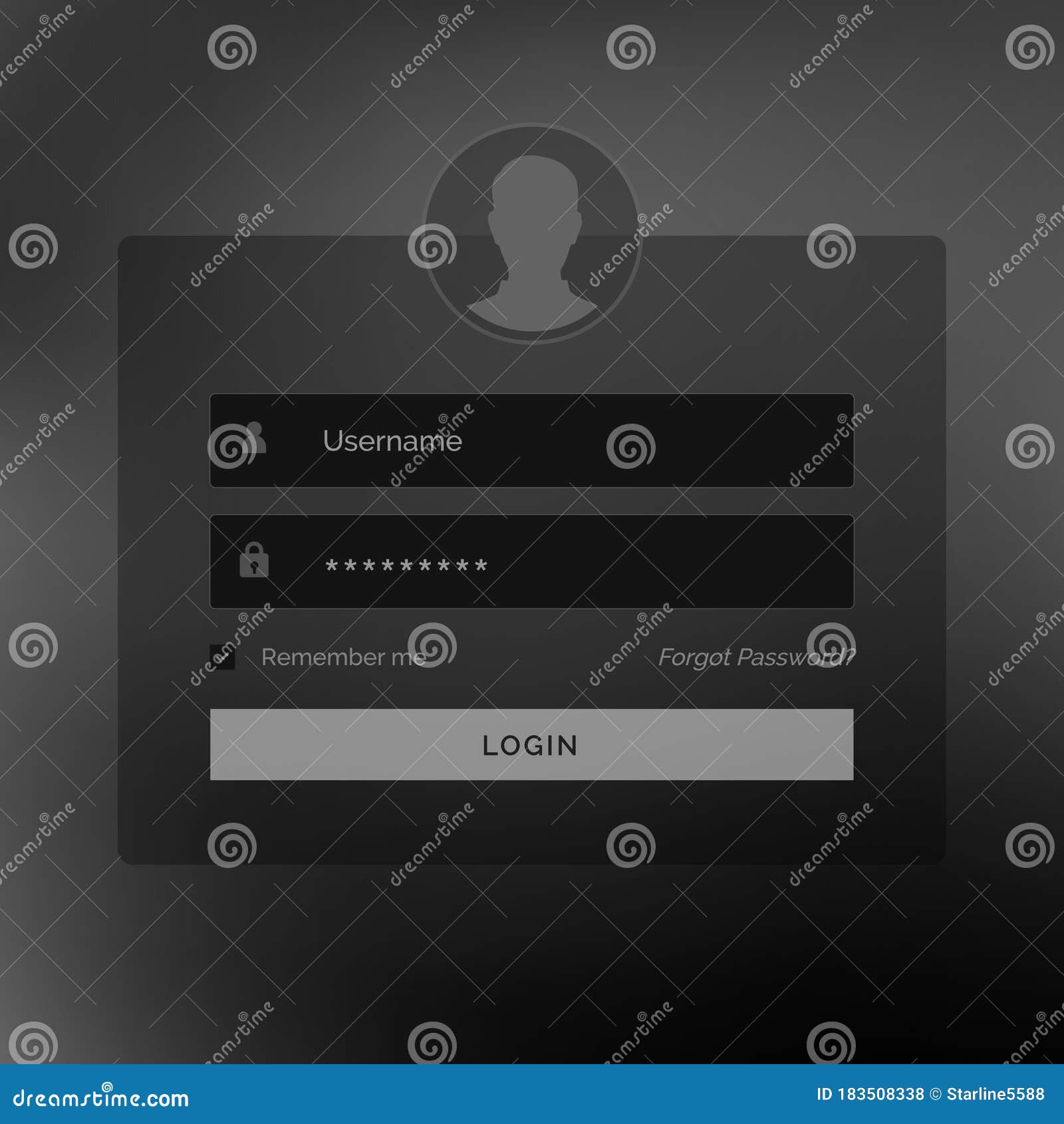 Dark Black Login Form Design with Creative Ui Stock Vector ...