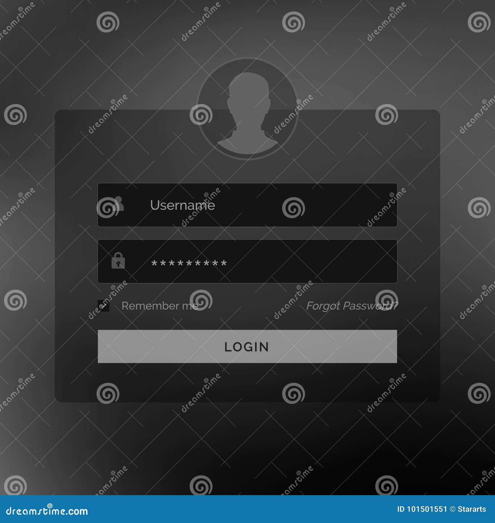 Dark Black Login Form Design with Creative Ui Stock Vector ...