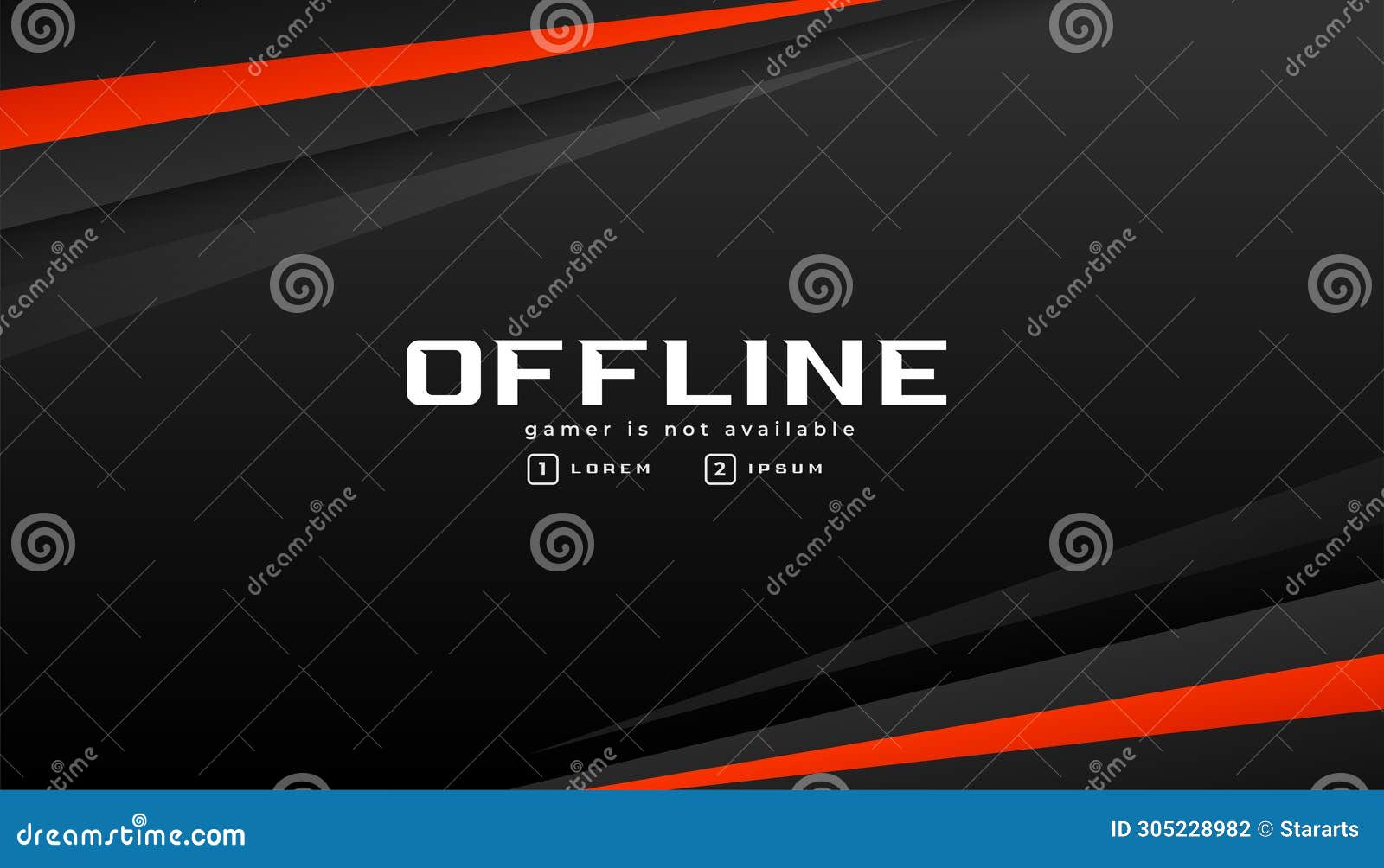 Dark Black Offline Web Screen Twitch Banner Design Stock Illustration ...