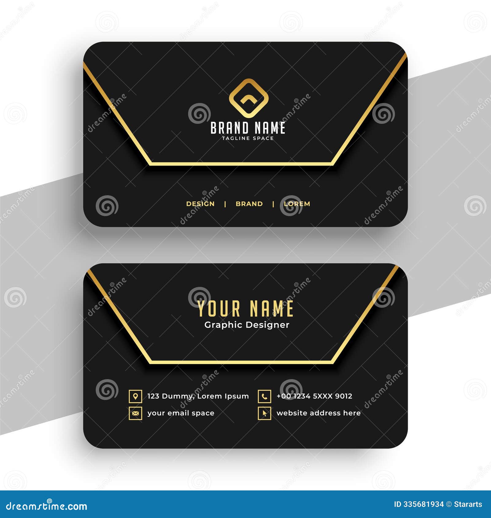 Dark Black Professional Visiting Card Template Design Stock ...