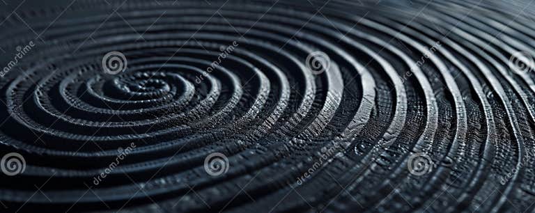 A Dark Black Textured Surface with a Series of Concentric, Raised ...