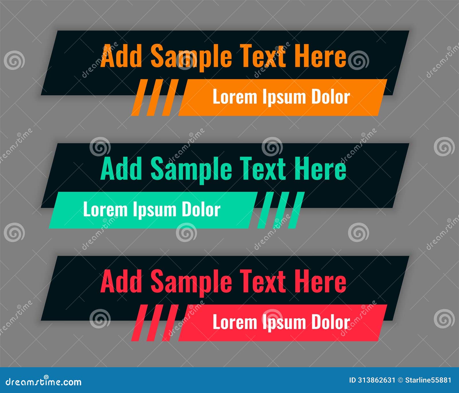 Dark Black Theme Lower Third Banners Template Set Stock Vector ...