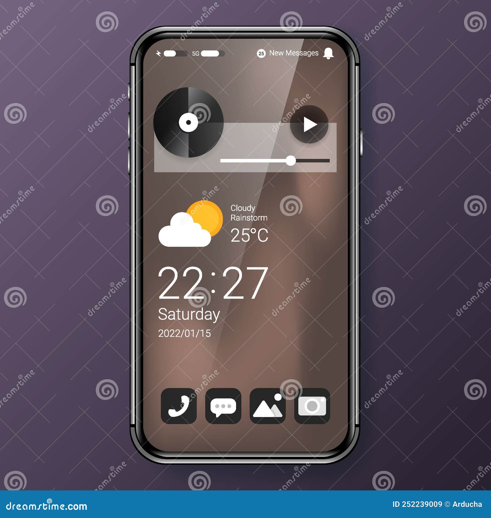 Dark Black Theme User Interface Home Mobile App Menu Stock Vector ...