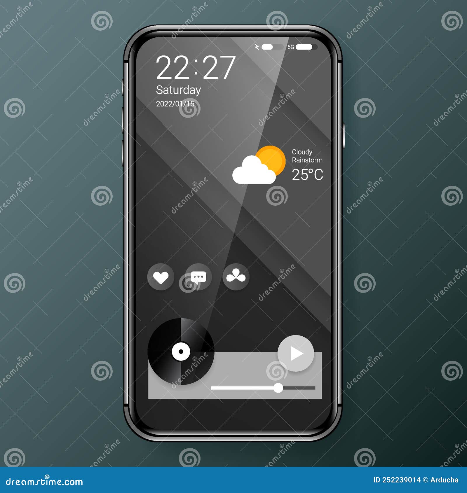 Dark Black Theme User Interface Home Mobile App Menu Stock Vector ...