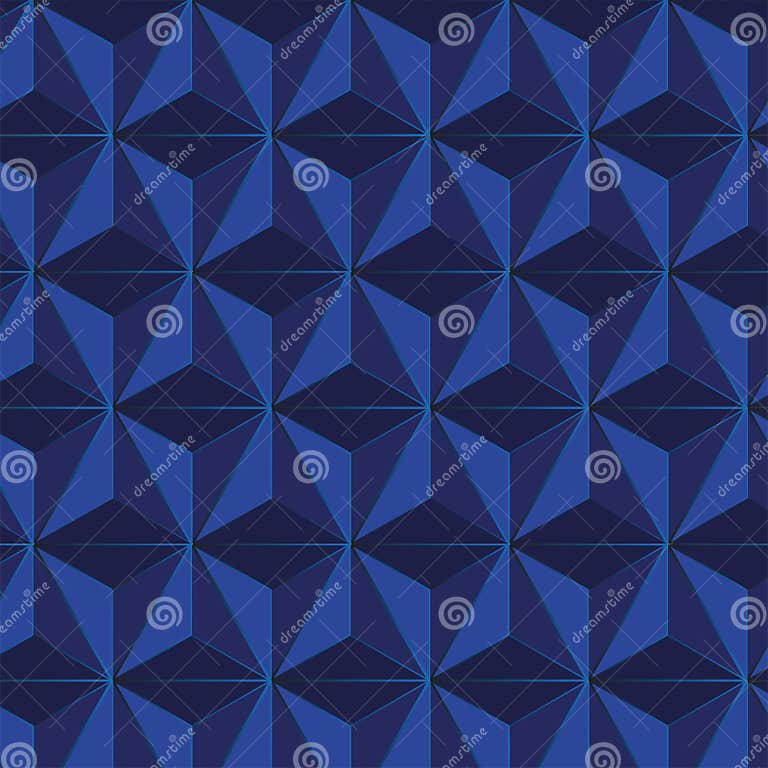 Dark Blue Abstract Background. 3D Vector Triangle Pattern Geometry ...