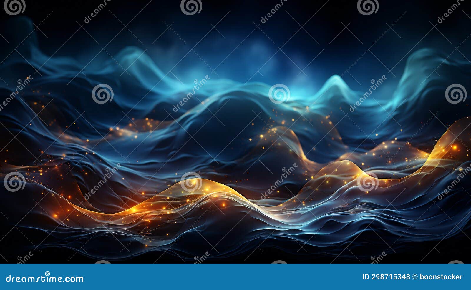 Dark Blue Abstract Background Featuring Glowing Particles. AI Generated ...