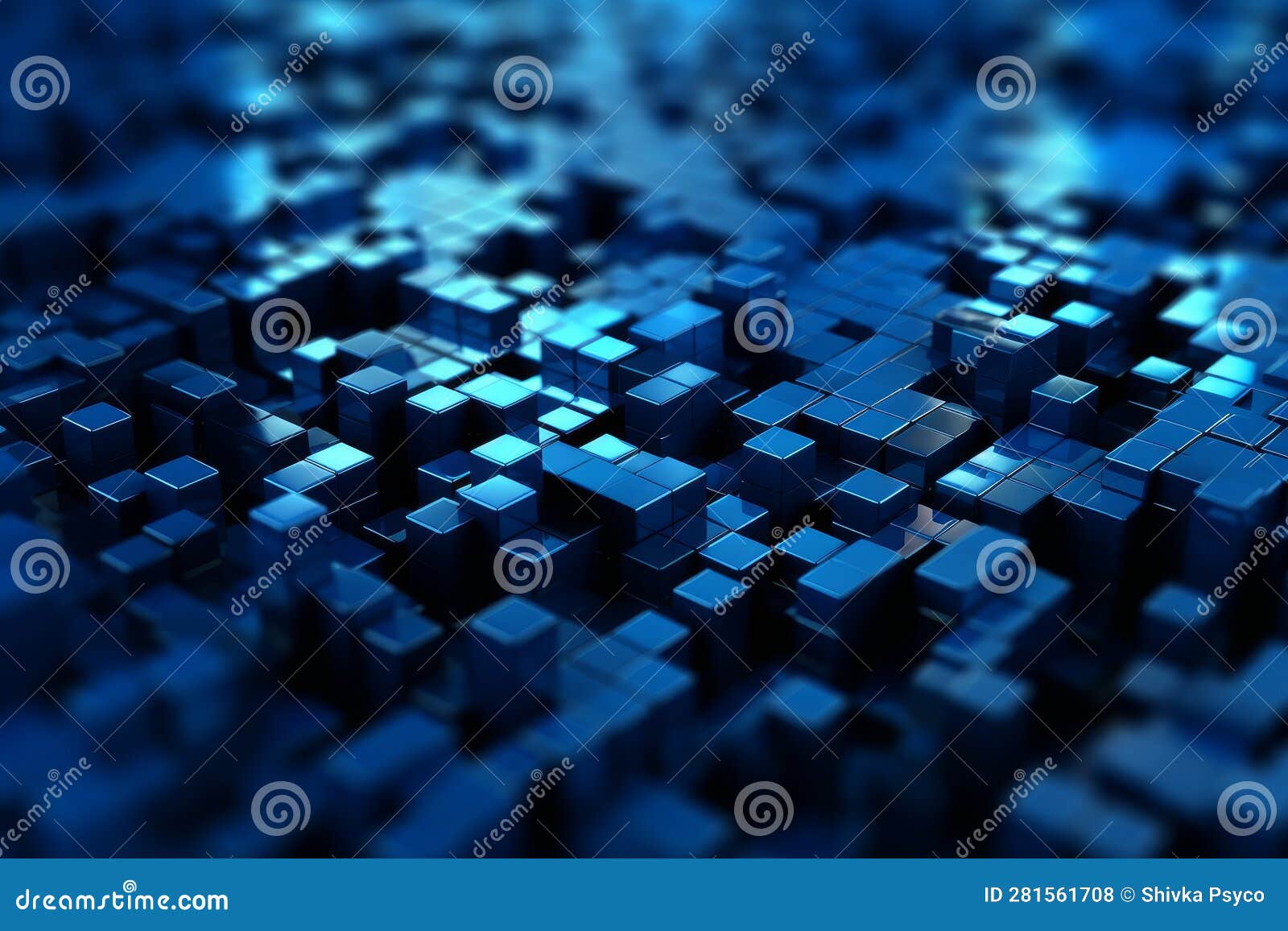 Dark Blue Abstract Background Made of Pixels Generative AI Stock ...